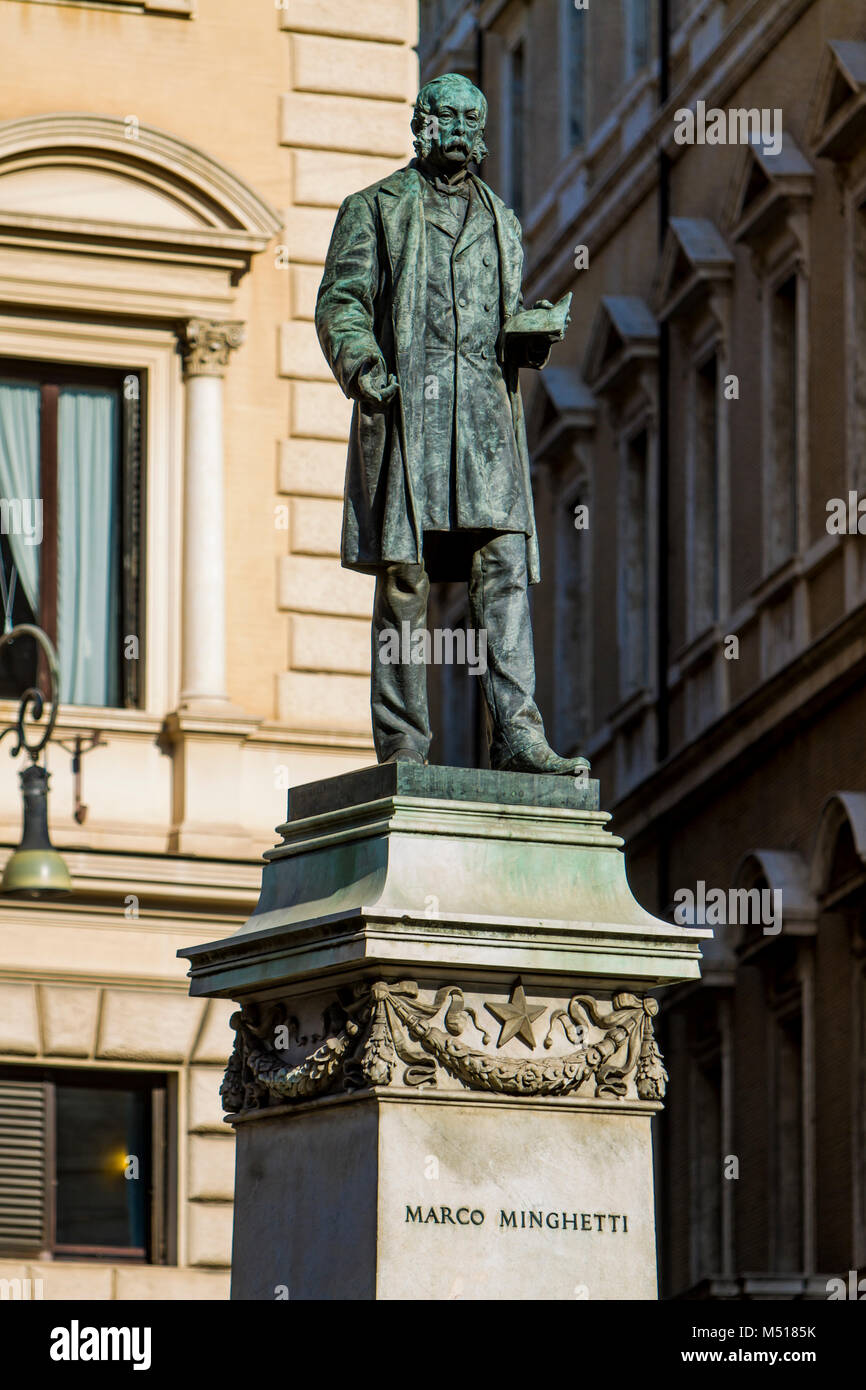 Monument to Italian economist and statesman Marco Minghetti in Rome ...