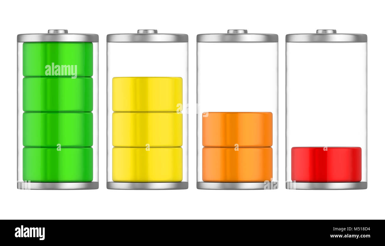 Batteries with Charge Level Isolated Stock Photo - Alamy