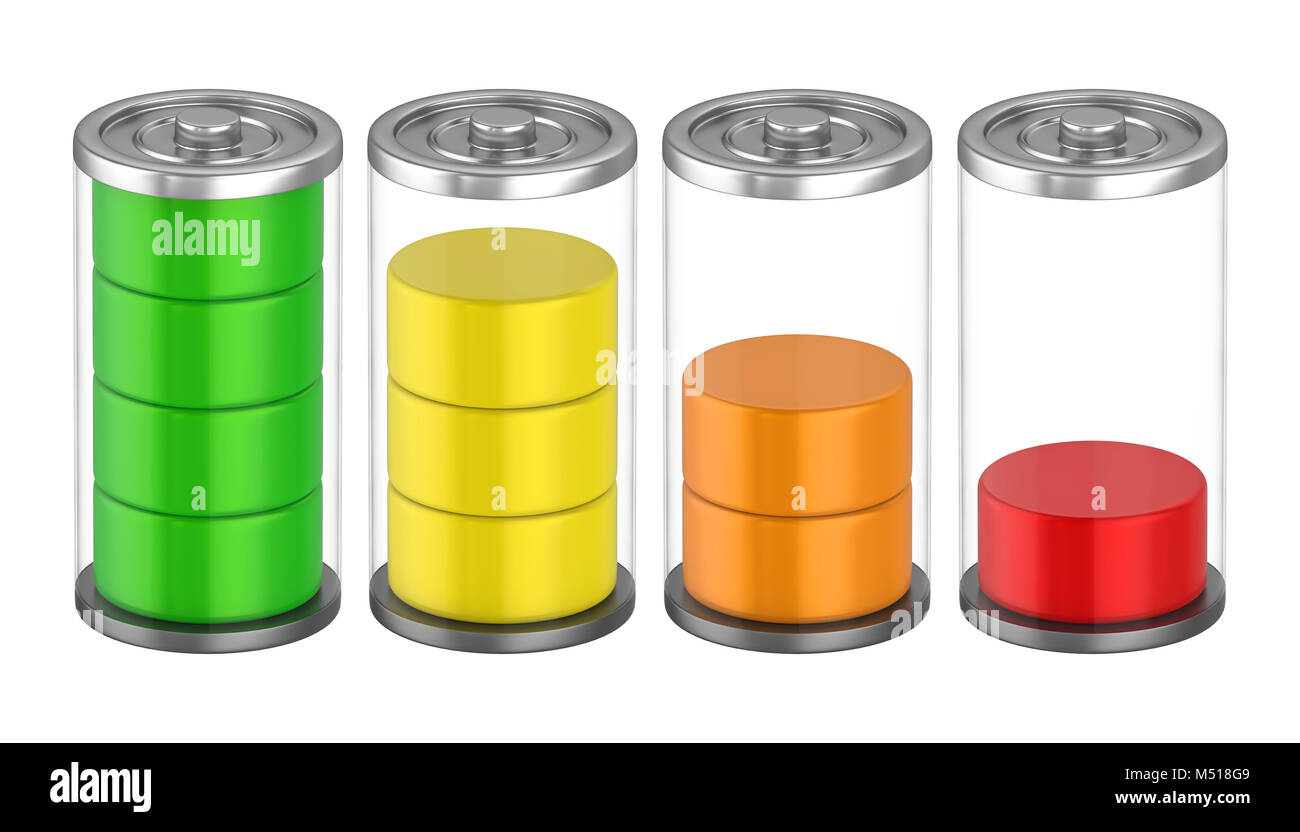 Batteries with Charge Level Isolated Stock Photo - Alamy