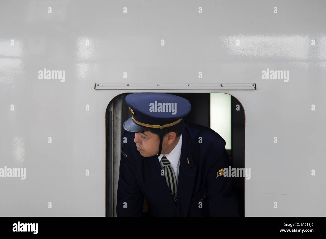 TOKYO, JAPAN - OCTOBER 4, 2016: Unidnetified train driver in the Tokyo ...