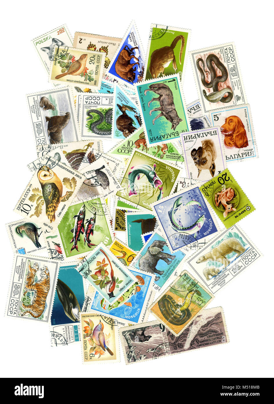 A collage of postage stamps on the theme of nature . To create a ...