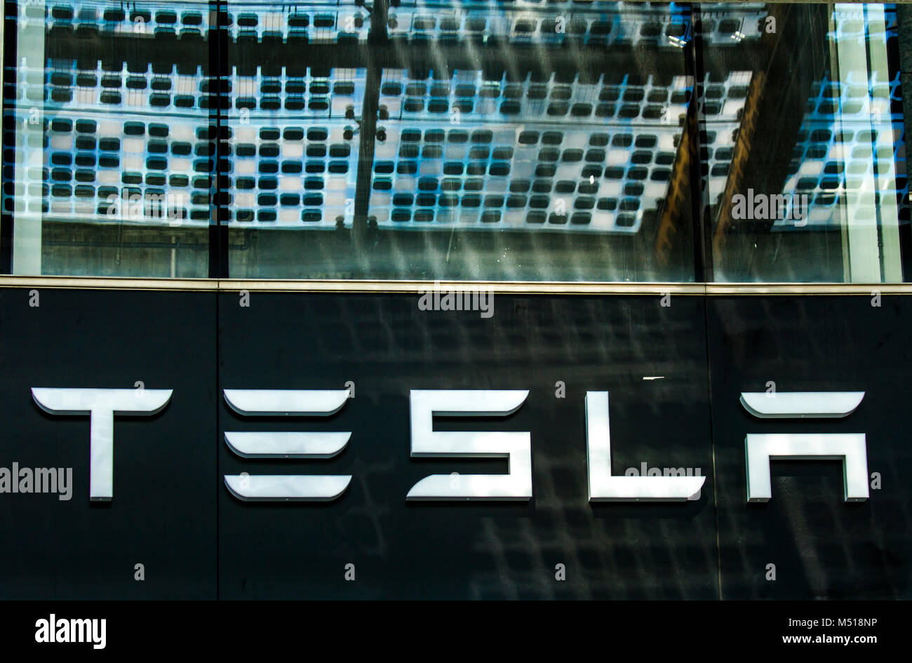 Detail from Tesla store in Milan, Italy Stock Photo - Alamy