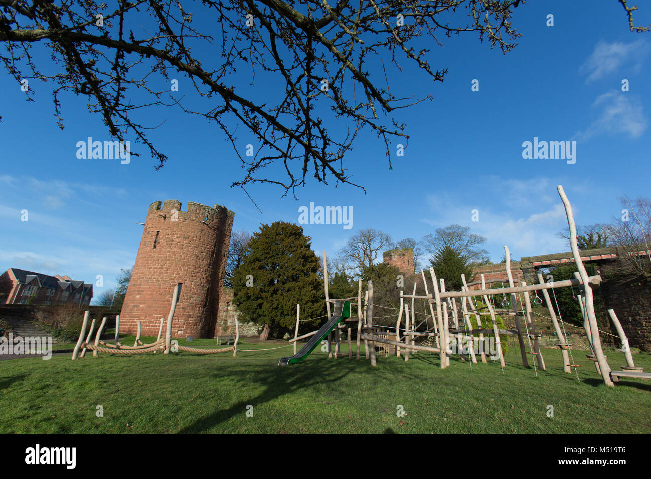 City of Chester, England. Picturesque view of Water Tower Gardens with ...