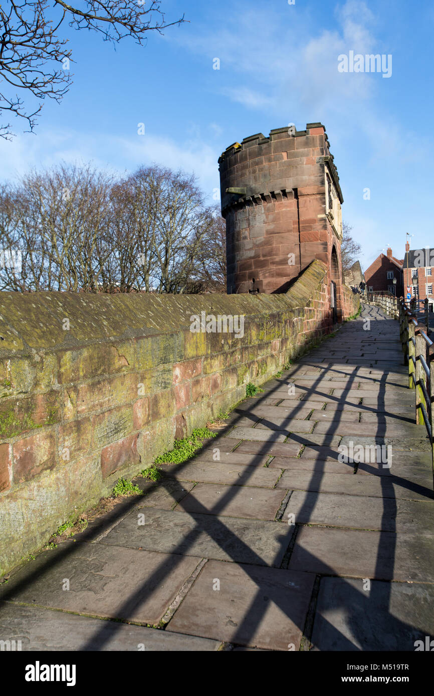 City of Chester, England. Picturesque view of Chester City Walls with ...