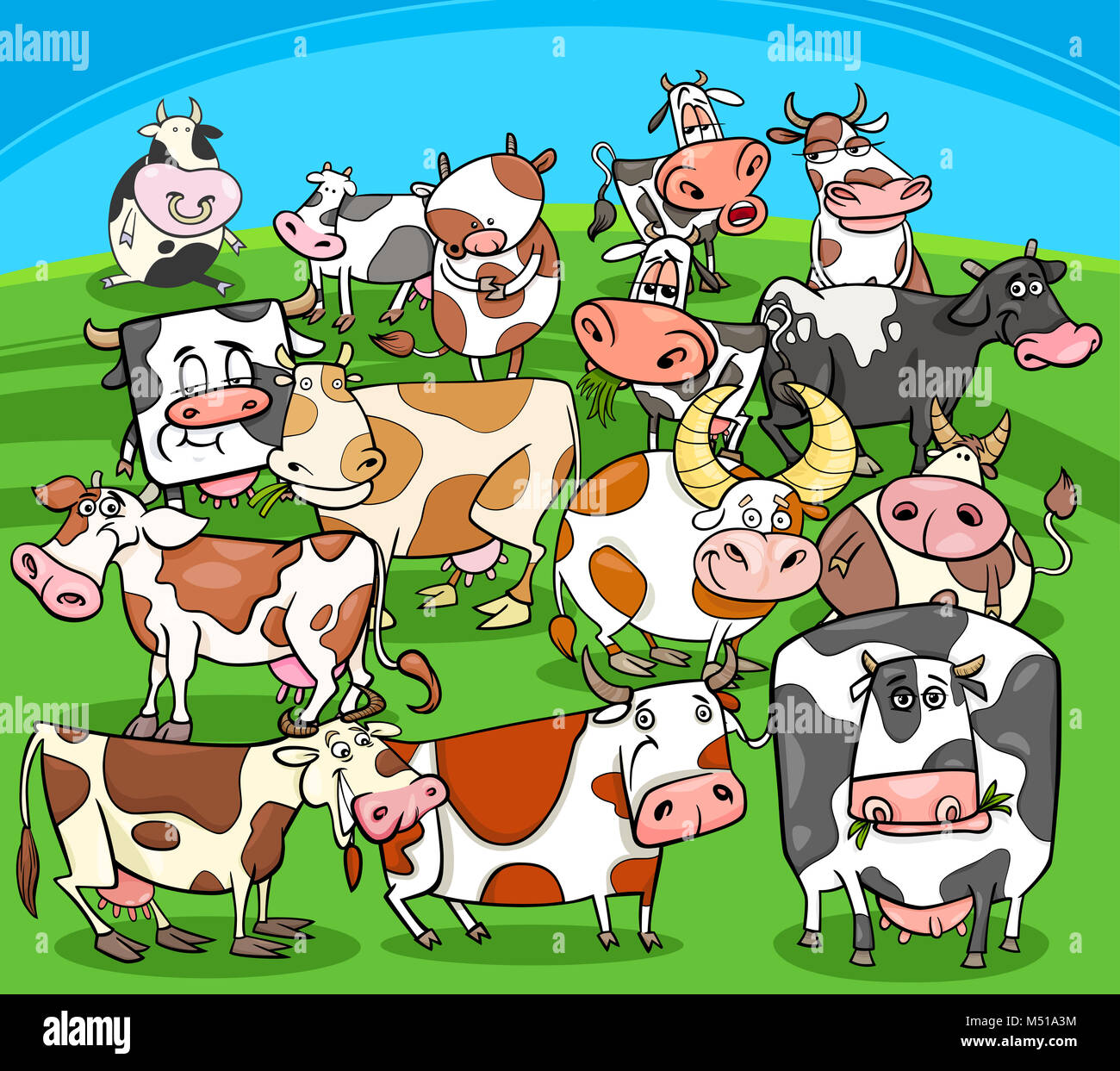 Group cows cartoon hi-res stock photography and images - Alamy