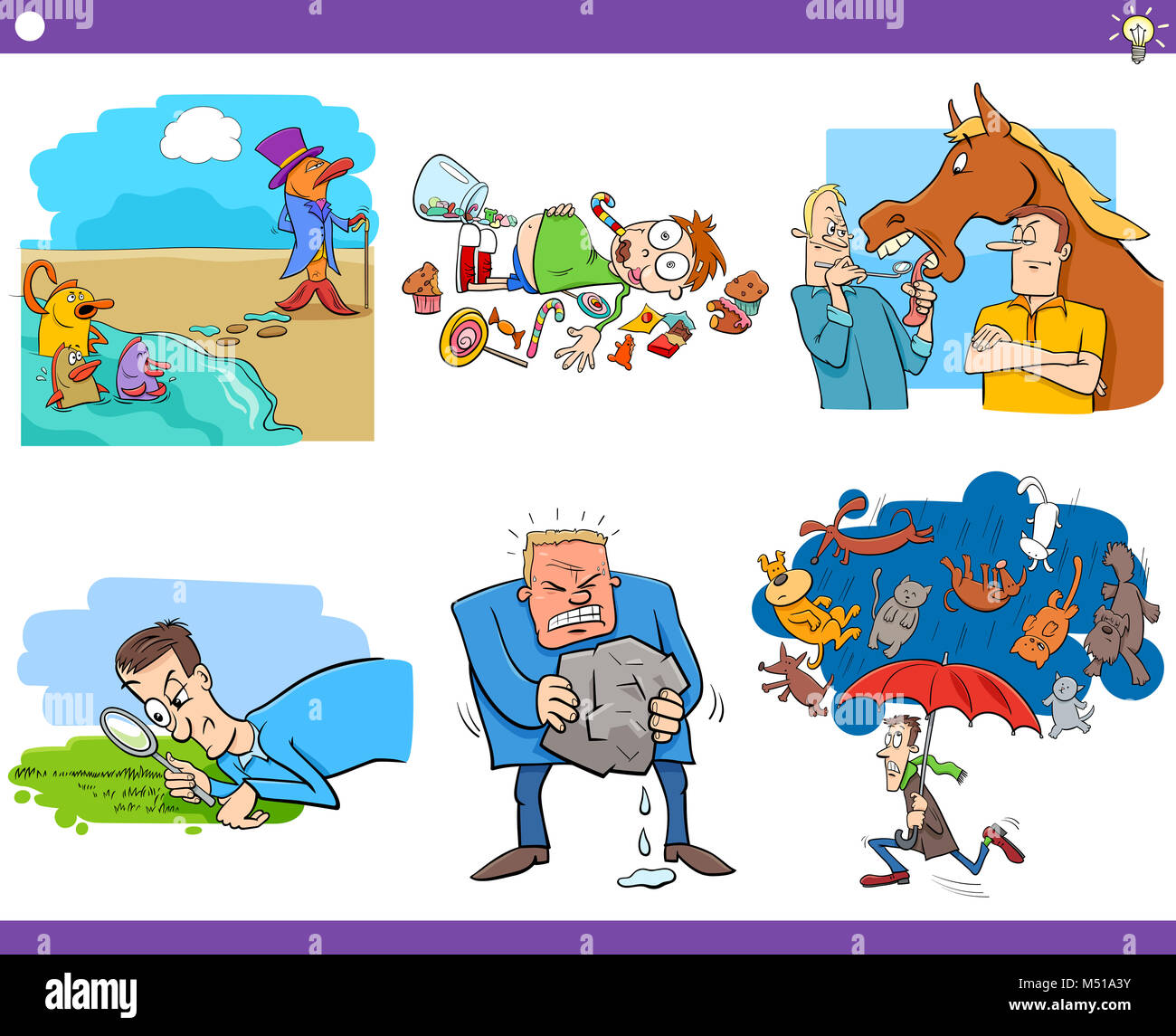 cartoon sayings or proverbs set Stock Photo - Alamy