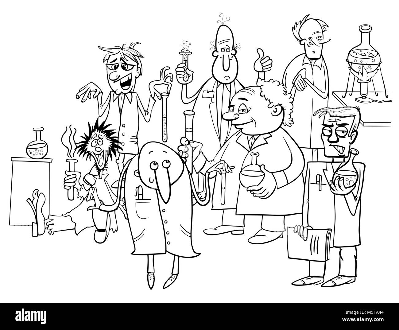 cartoon scientists characters coloring book Stock Photo - Alamy cartoon scientists characters coloring book Stock Photo - Alamy