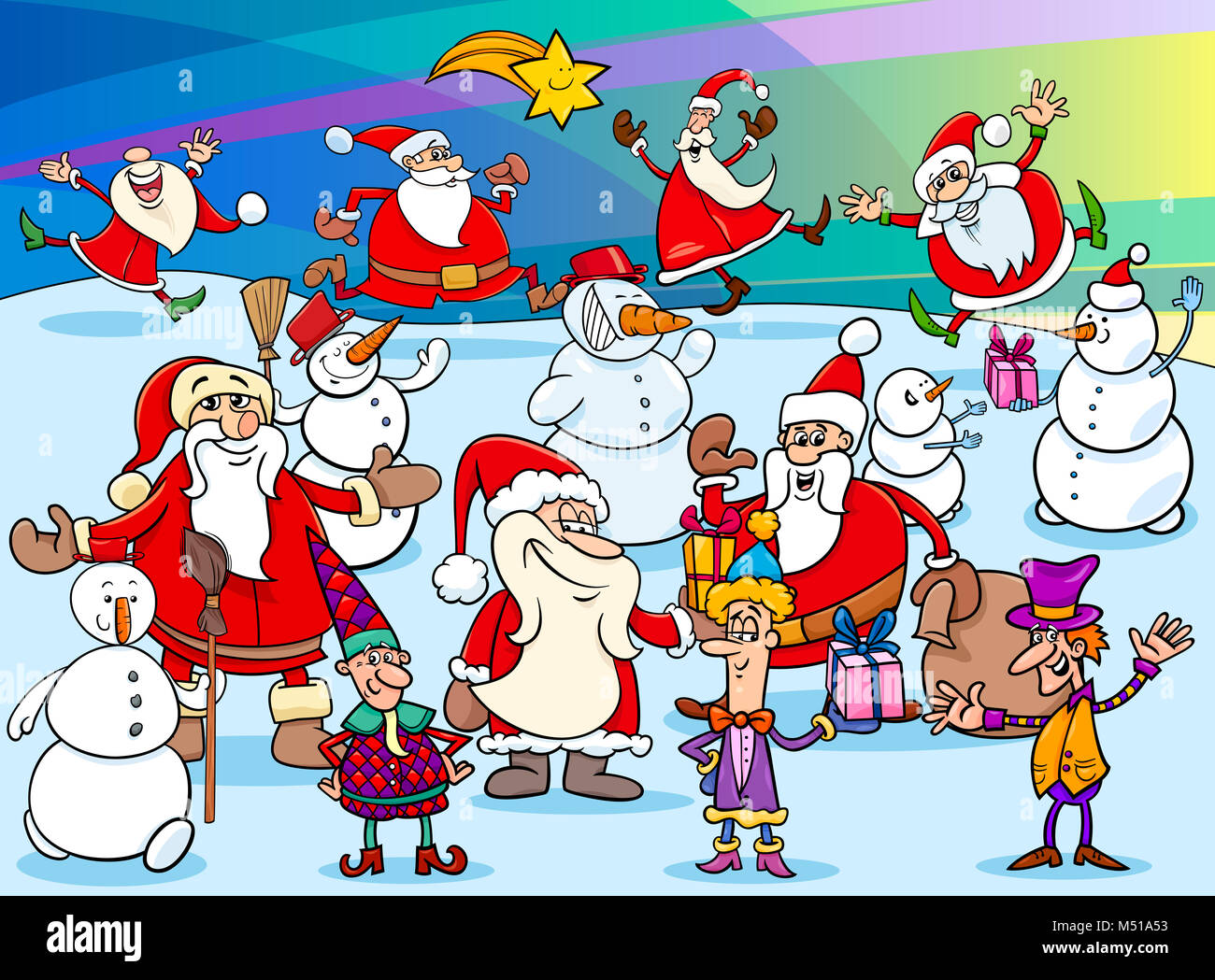 Christmas cartoon characters group Stock Photo - Alamy