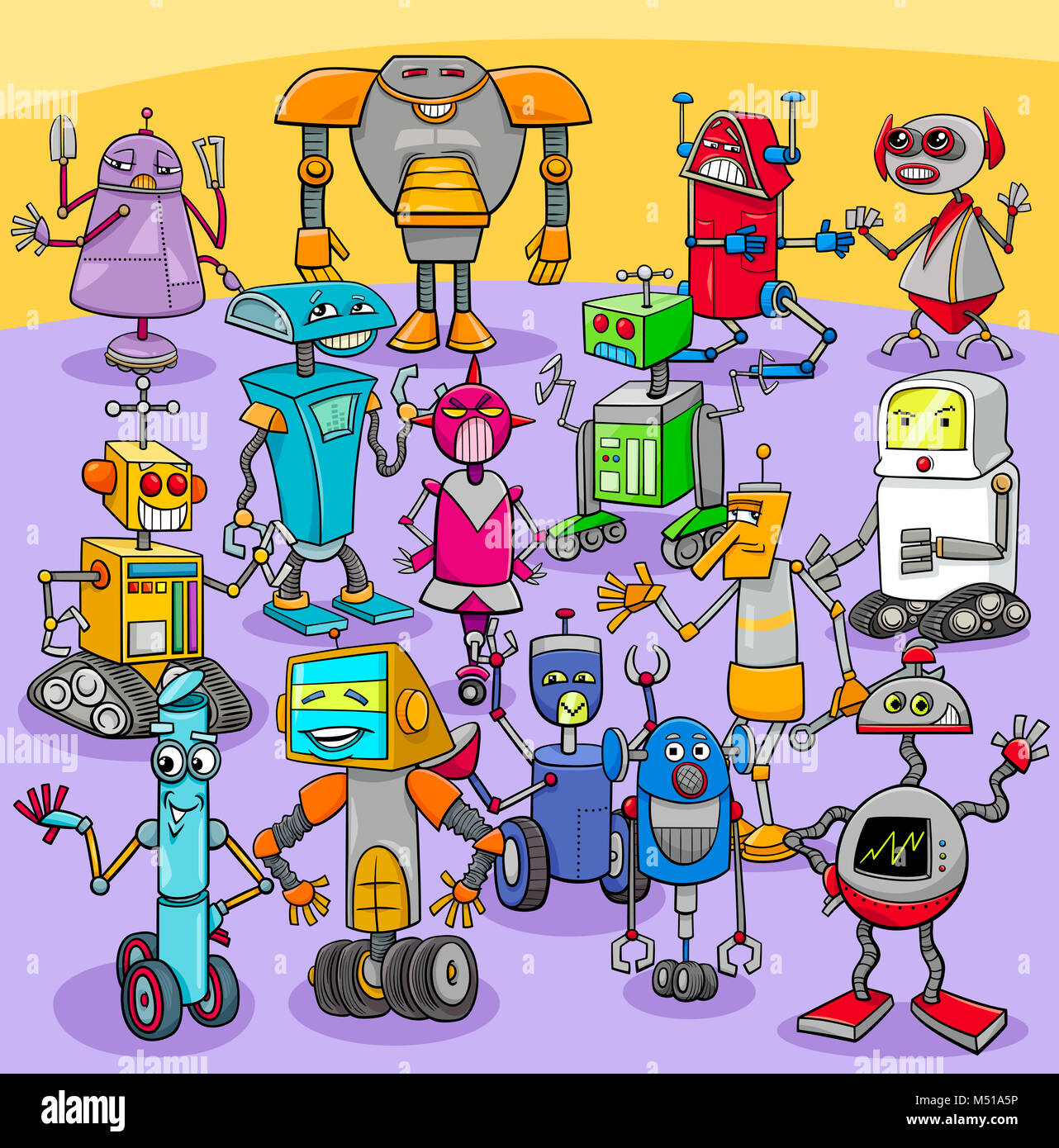 cartoon robot characters big group Stock Photo - Alamy
