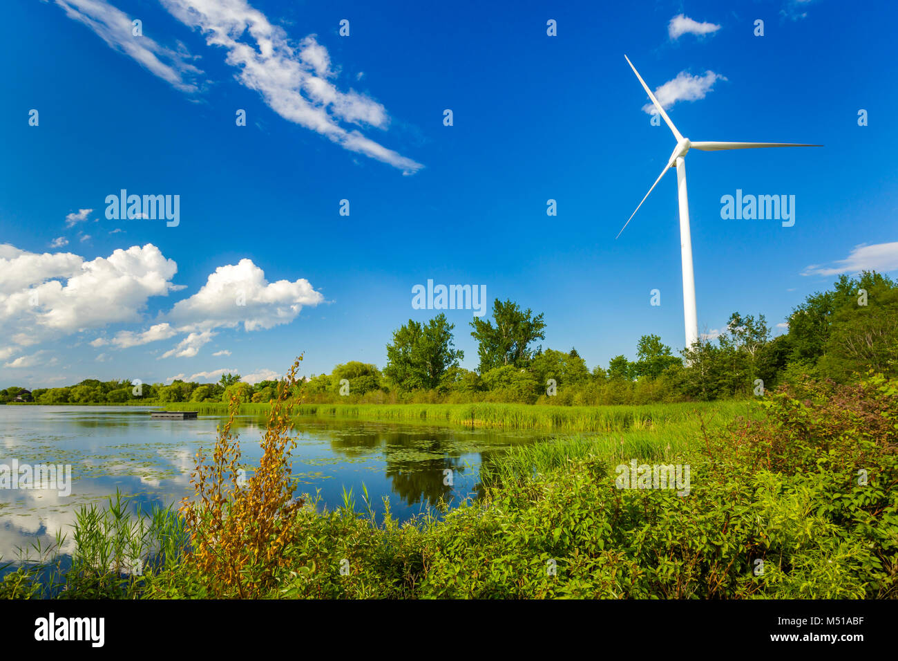 Wind power generating stations in the park of Pickering, Ontario Stock ...