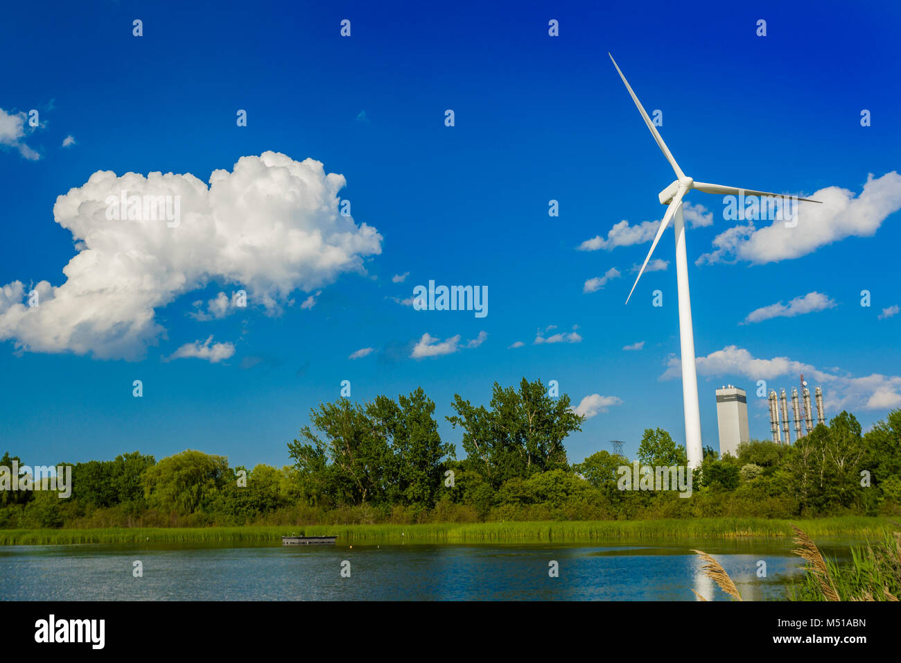 Wind power generating stations in the park of Pickering, Ontario Stock ...
