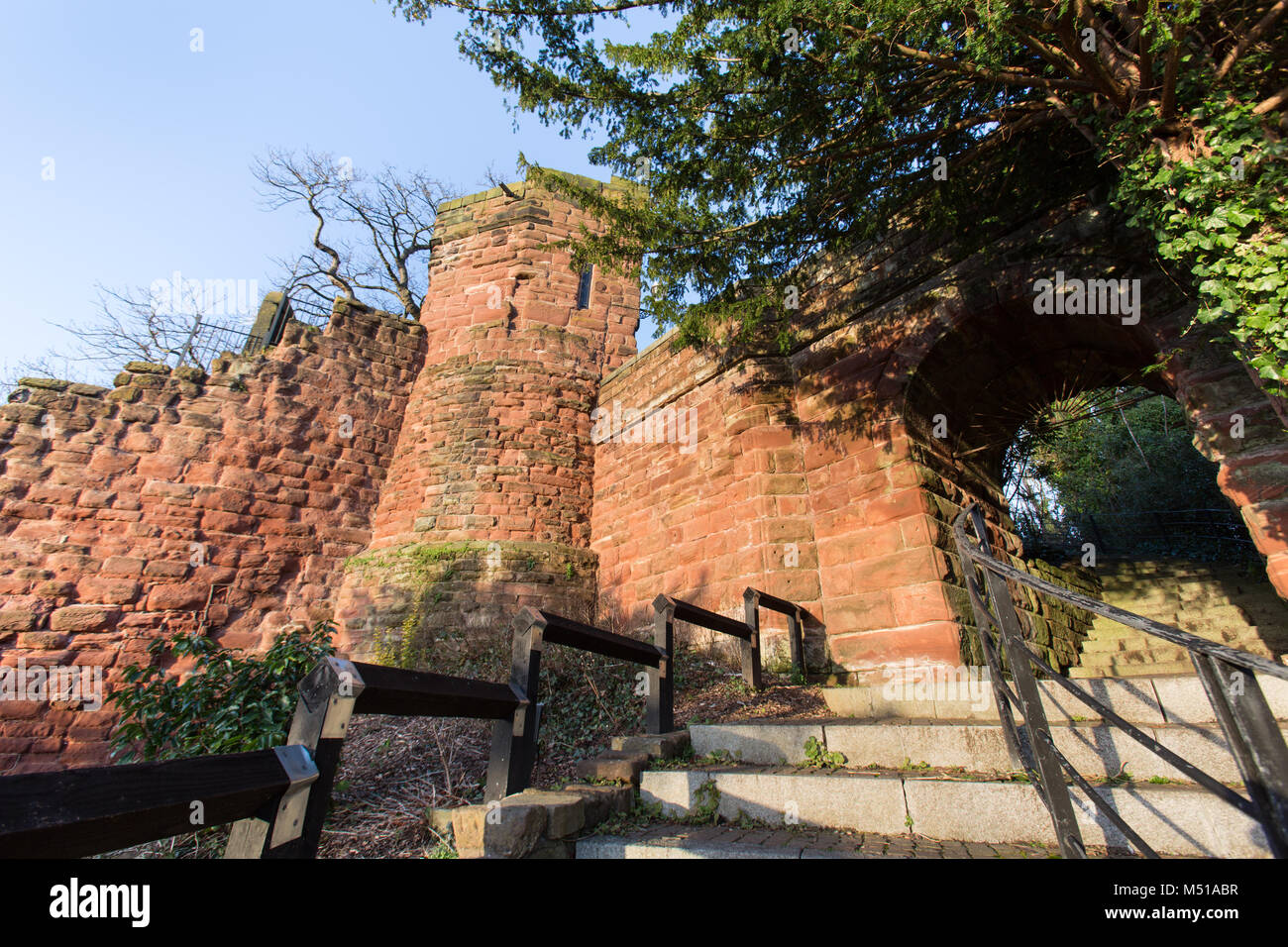 City of Chester, England. Picturesque view of steps leading from Water ...