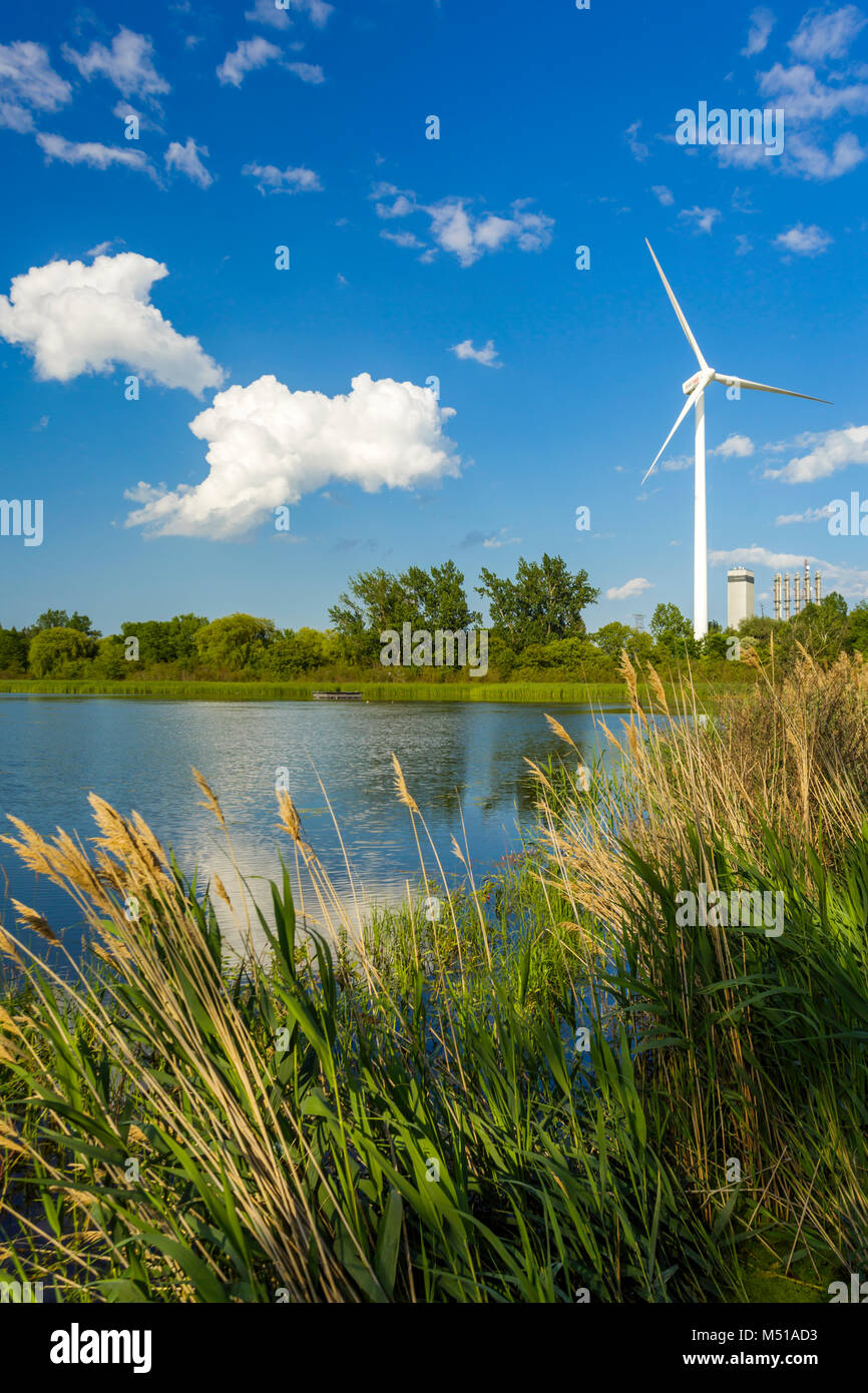 Wind power generating stations in the park of Pickering, Ontario Stock ...