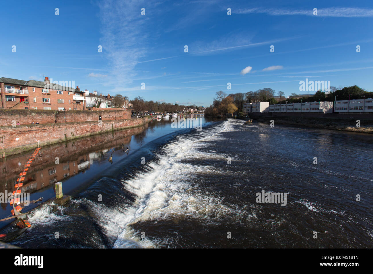 City of Chester, England. Picturesque view of the River Dee, with ...