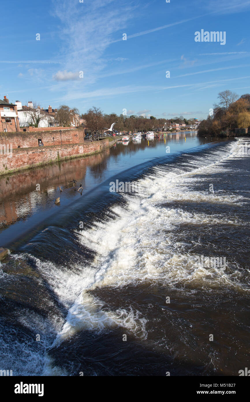 City of Chester, England. Picturesque view of the River Dee, with ...