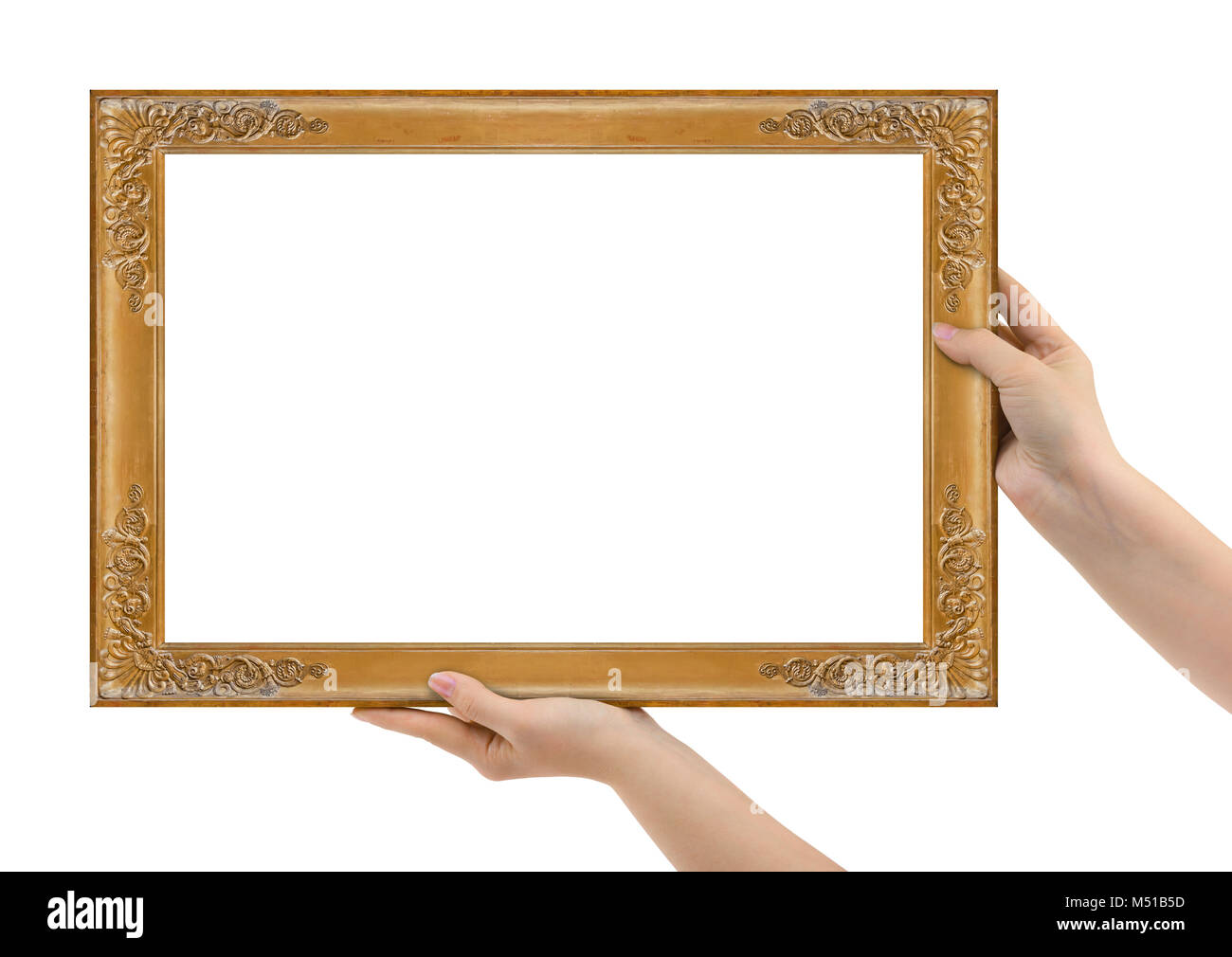 Wooden picture frame in hands Stock Photo - Alamy