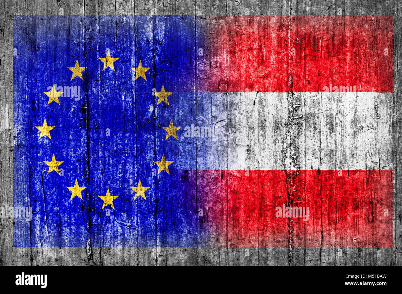 EU and Austria flag on concrete wall Stock Photo - Alamy