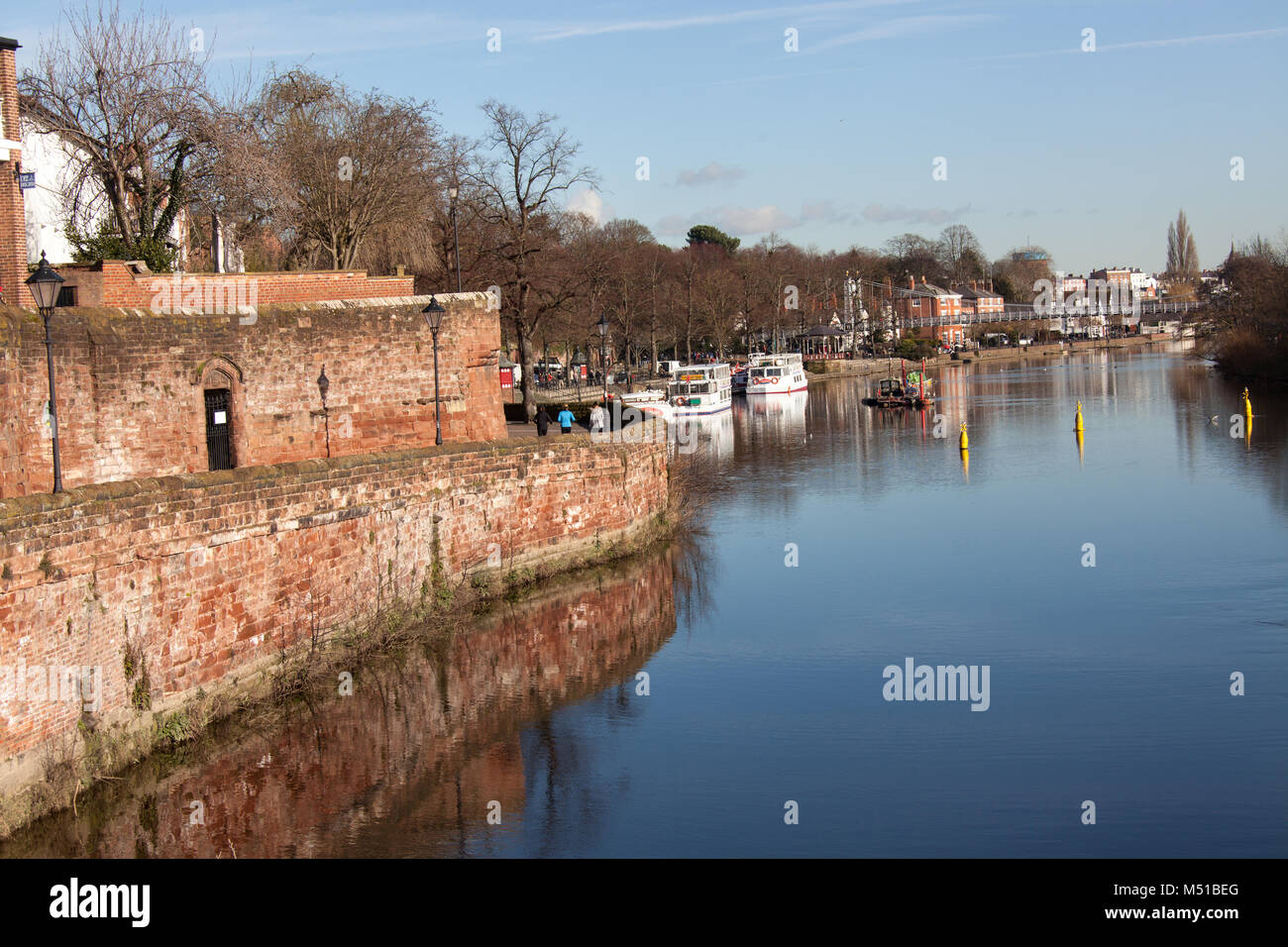 City of Chester, England. Picturesque view of the River Dee, with ...