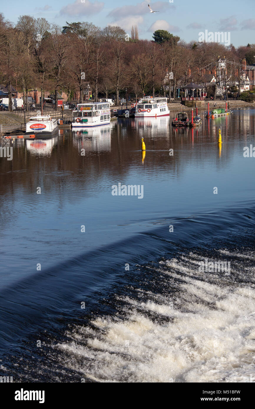 City of Chester, England. Picturesque view of the Norman Weir on the ...