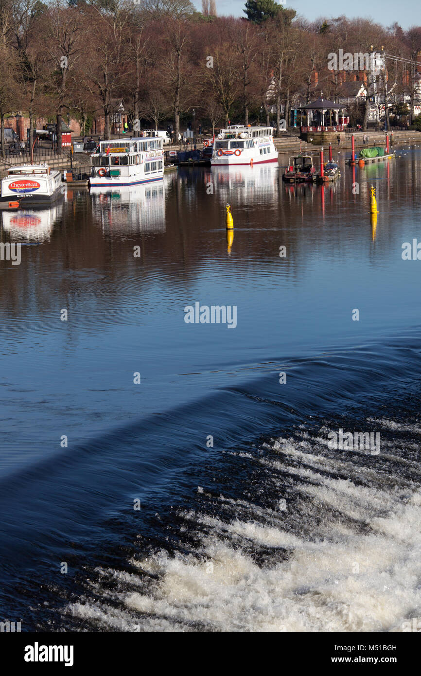 City of Chester, England. Picturesque view of the Norman Weir on the ...