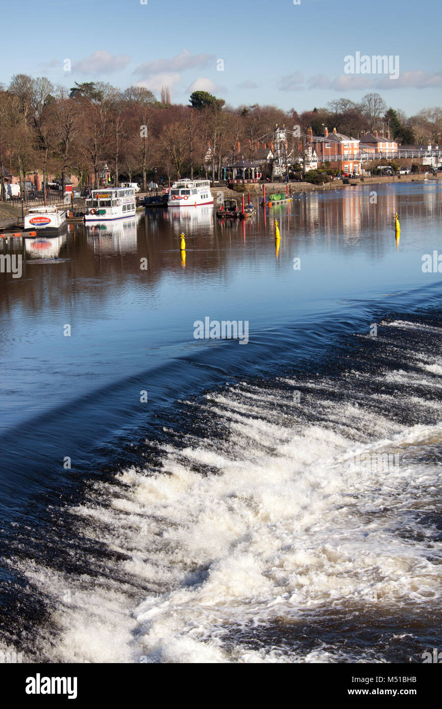 City of Chester, England. Picturesque view of the Norman Weir on the ...