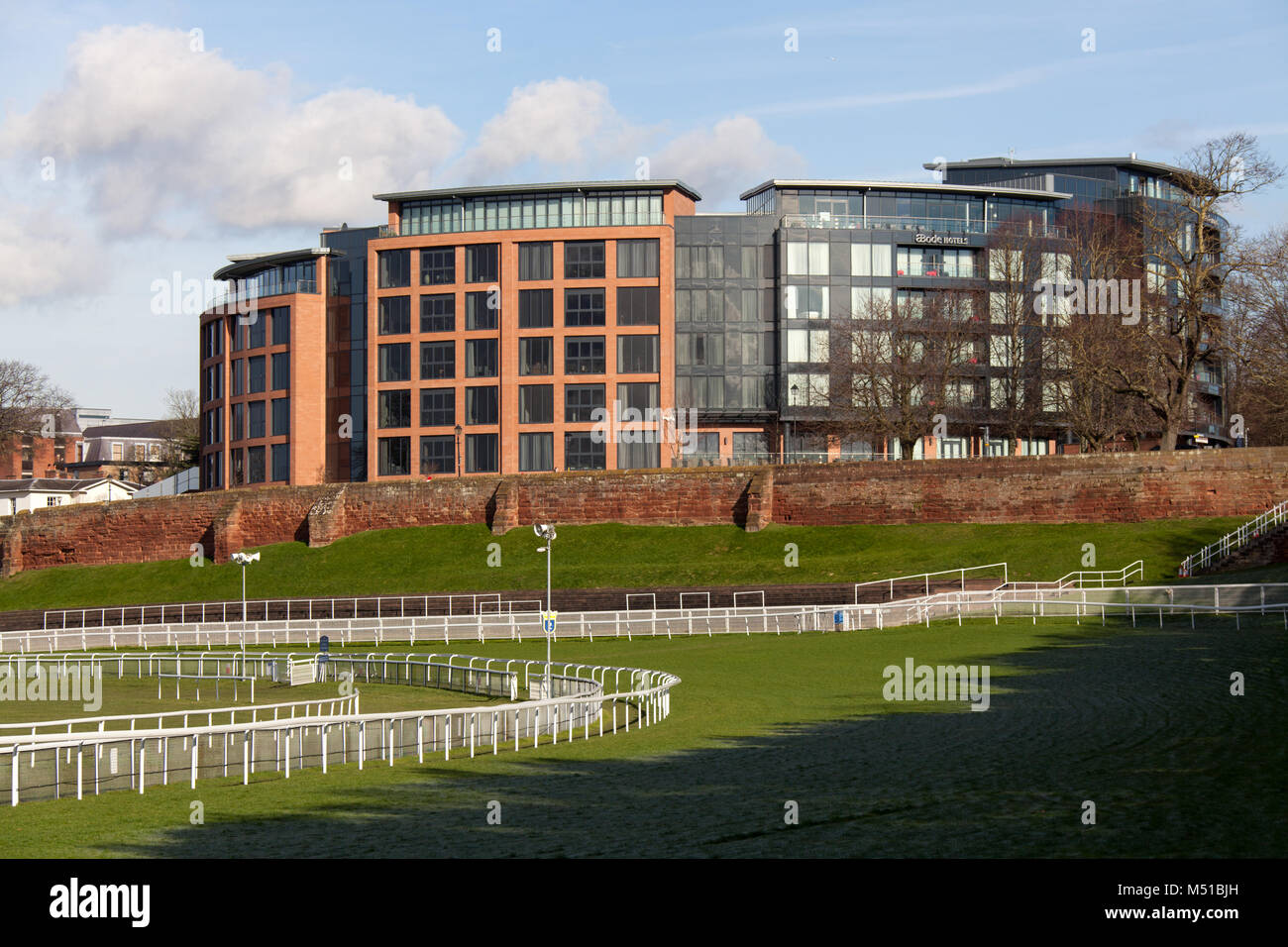 City of Chester, England. Picturesque view of Chester racecourse which ...