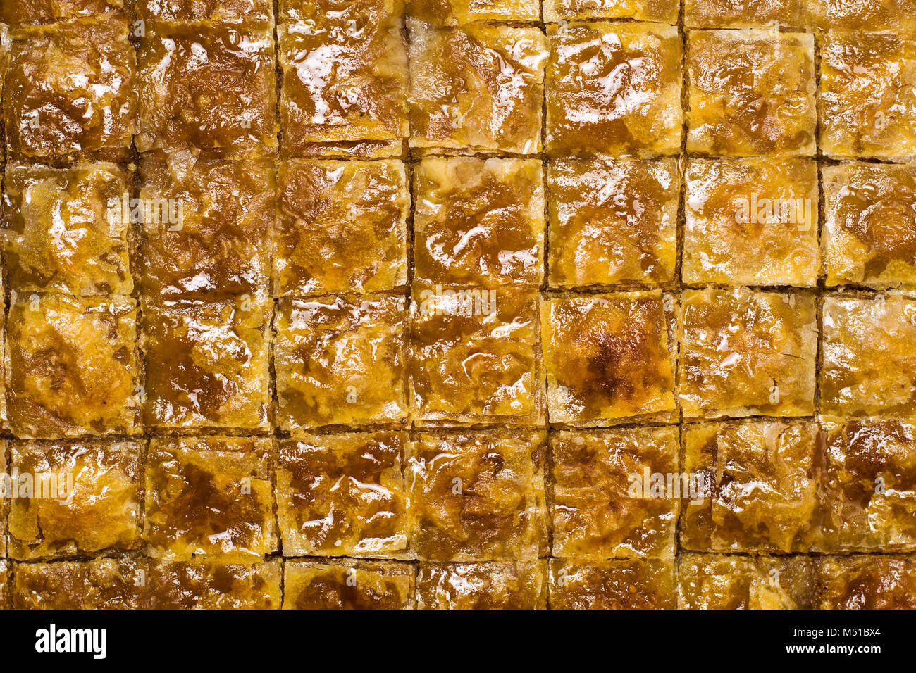 Whole baklava on a baking tray making texture pattern Stock Photo - Alamy