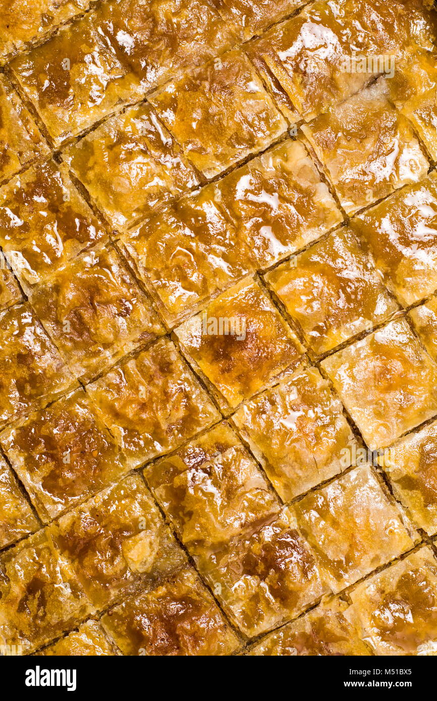 Whole baklava on a baking tray making texture pattern Stock Photo - Alamy