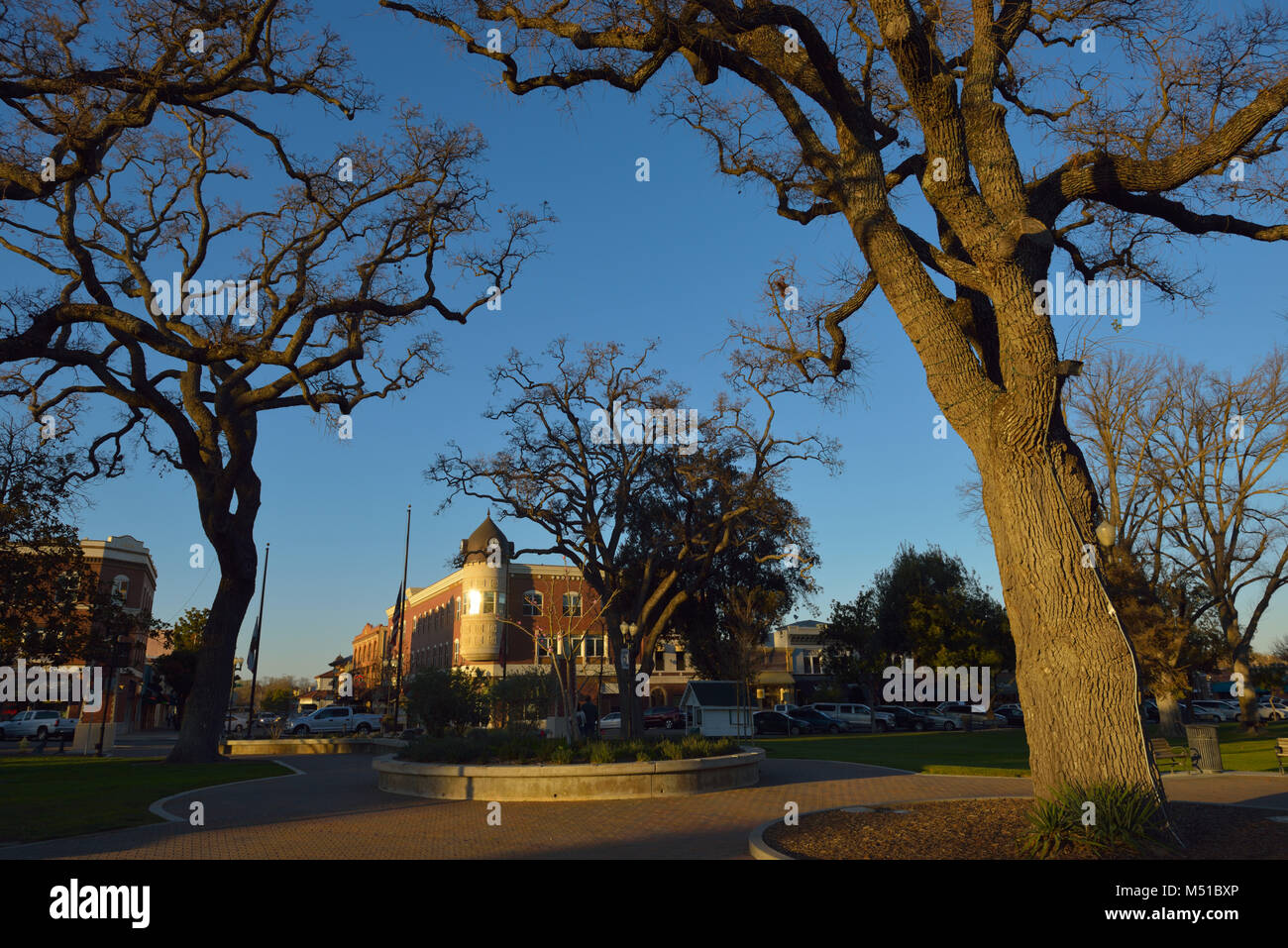 The city park and downtown area at sunset, Paso Robles CA Stock Photo ...