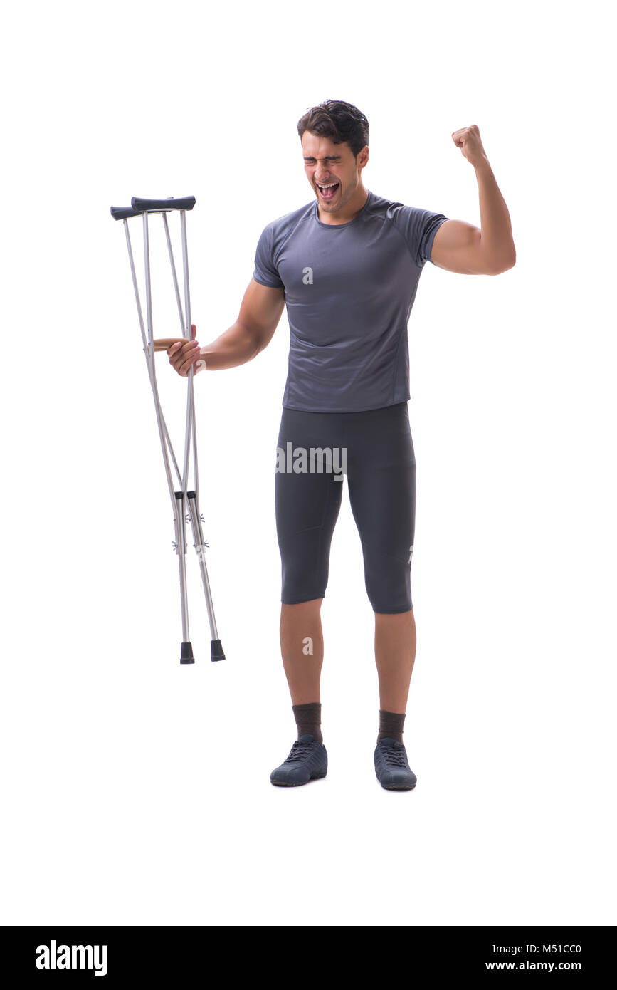 Young patient athlete sportsman suffering an injury trauma with Stock ...