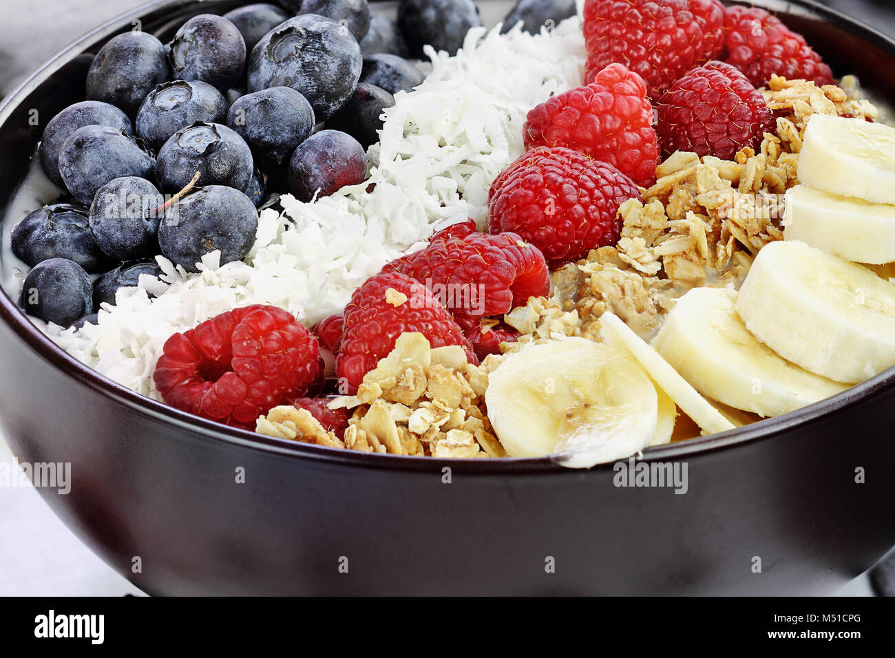 Breakfast Buddha bowl filled with chia pudding, sugar free coconut ...