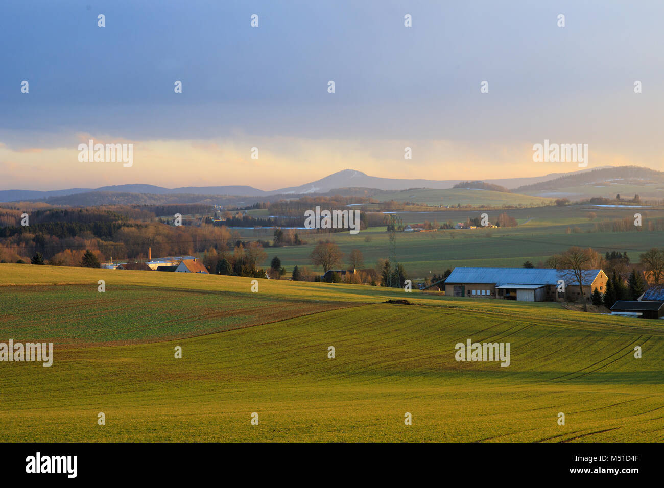eibau upper Lusatia sunset view Stock Photo - Alamy