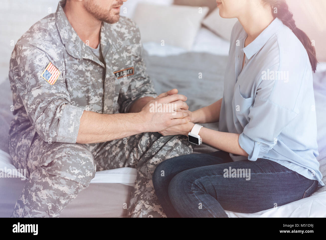 Scaled up look on loving couple saying goodbye Stock Photo - Alamy