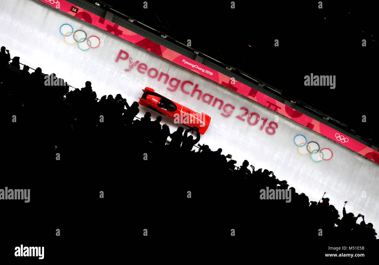 China's LI Chunjian in the Two Man Bobsleigh Heat 3 at the Olympic ...