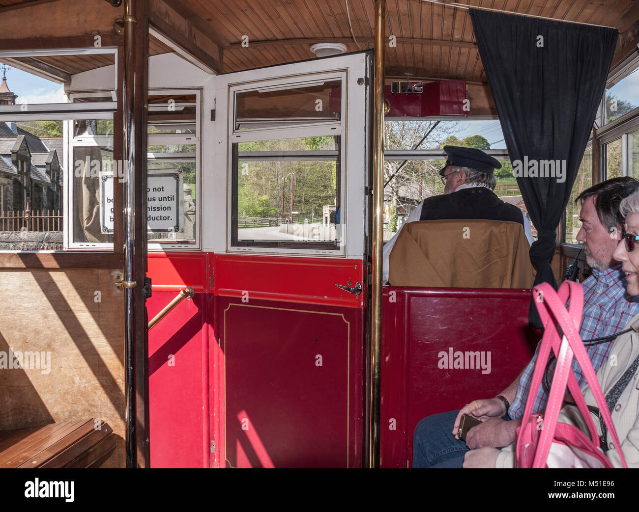 A bus driver waits for passengers board the bus at Beamish Museum ...