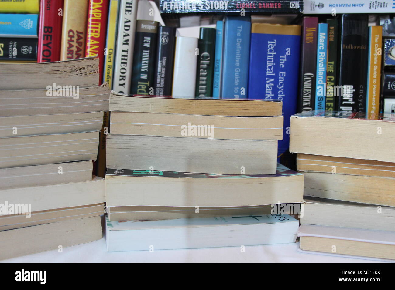 Stacked collection of books Stock Photo - Alamy