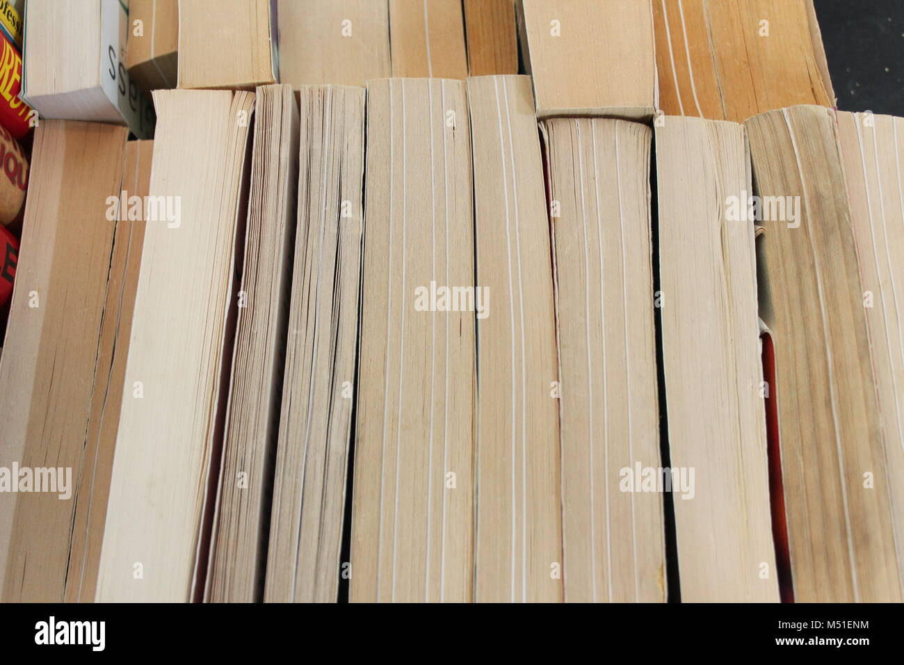 Stacked collection of books Stock Photo - Alamy
