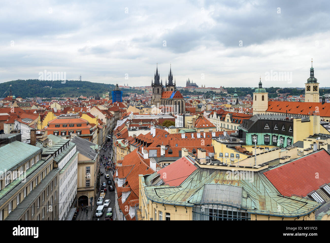 Prague landscape from The Powder Tower is one of the original 13 city ...