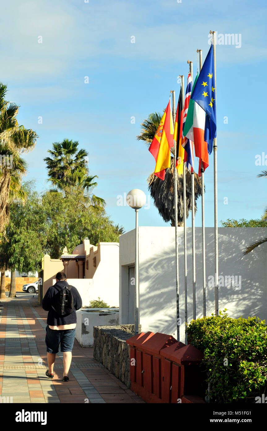 Flags in the street Stock Photo - Alamy