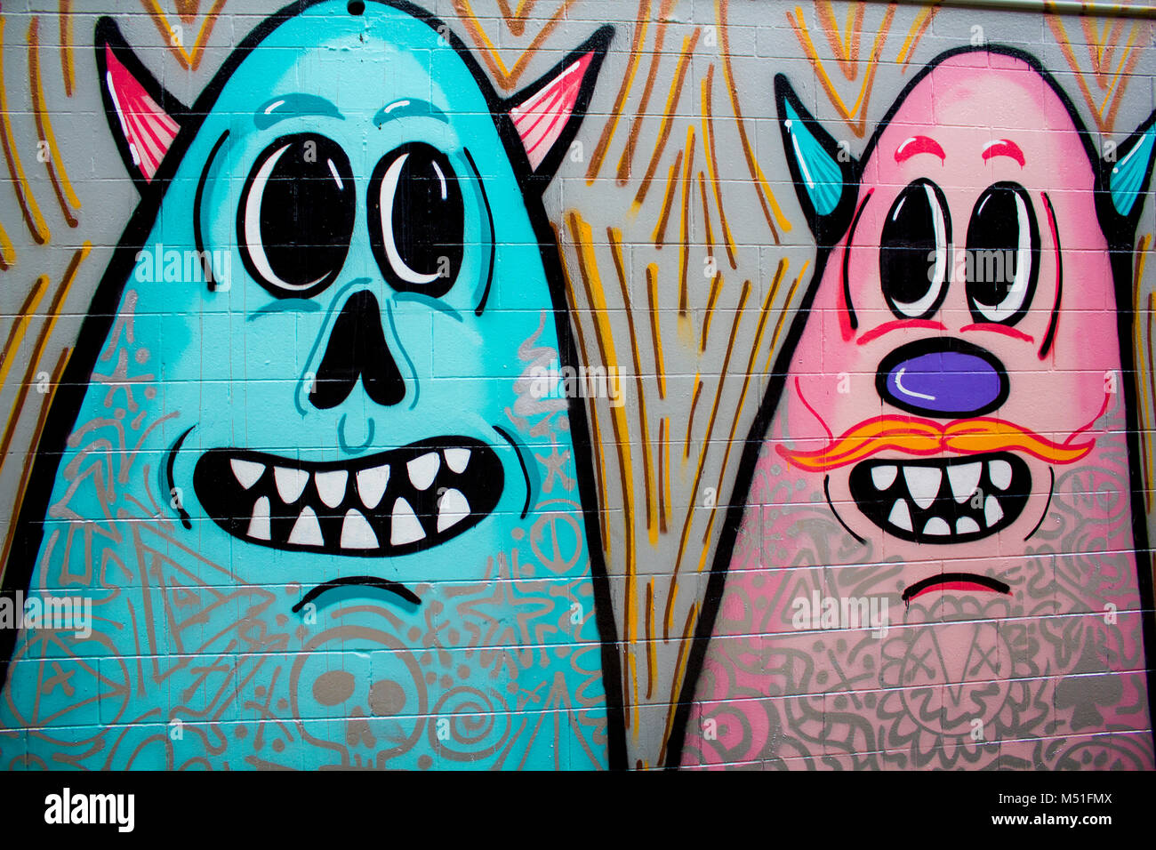 Wall with beautiful graffiti, street art Stock Photo - Alamy