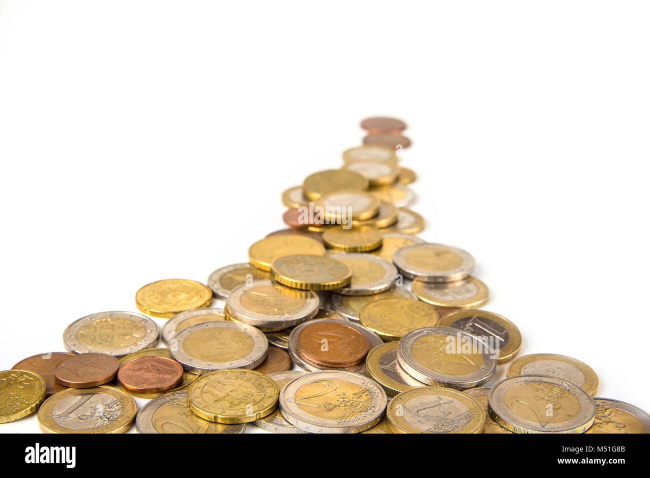 Stack of euro coins on the white background Stock Photo - Alamy