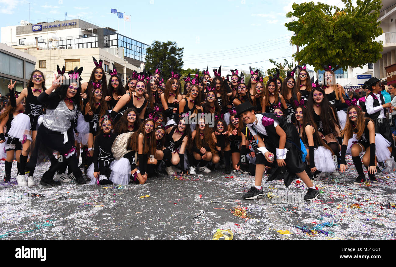 Group of People celebrate the famous Carnival Parade in Limassol Cyprus ...
