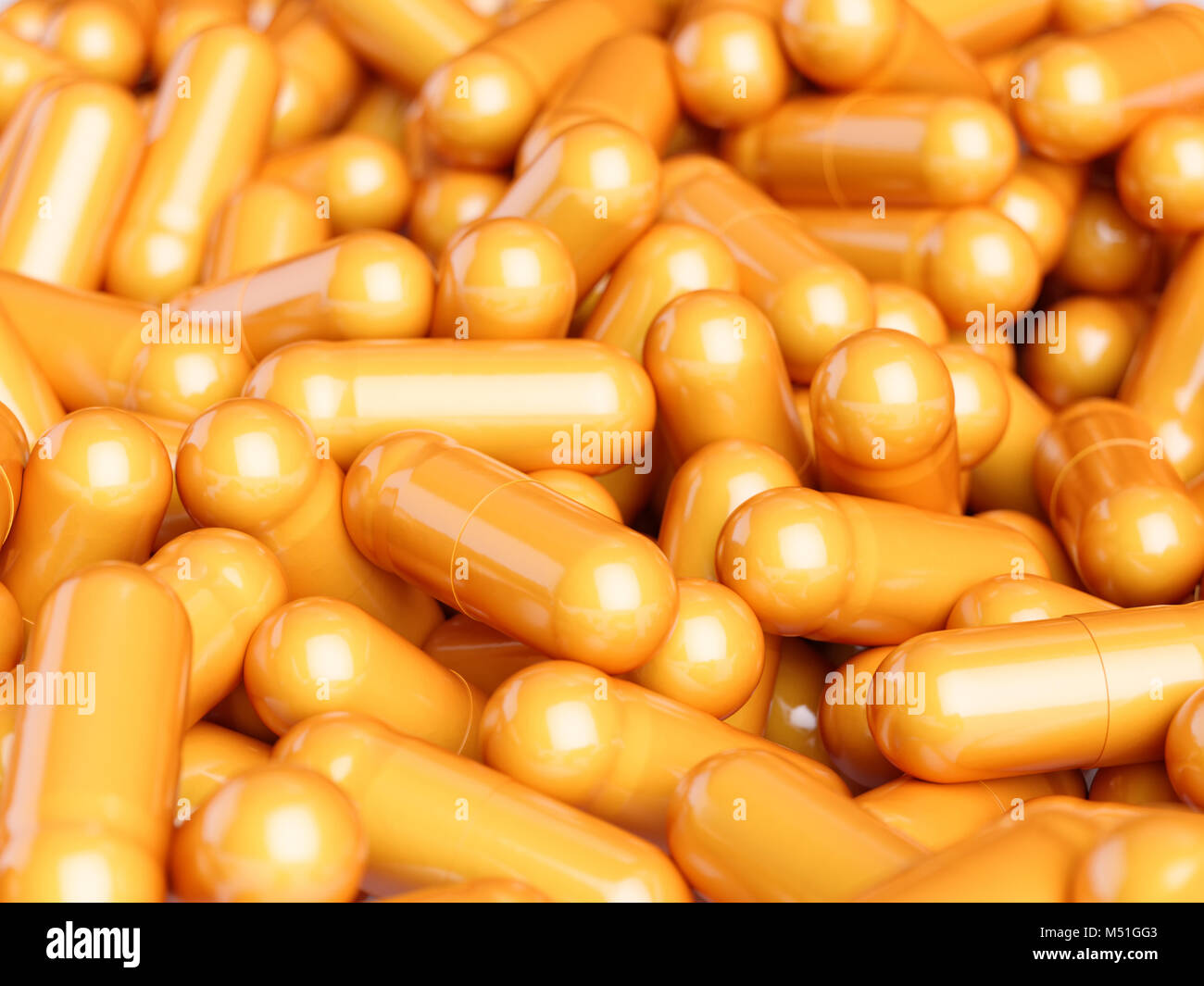 Orange pills capsule tablets background. Healthcare and illness concept ...
