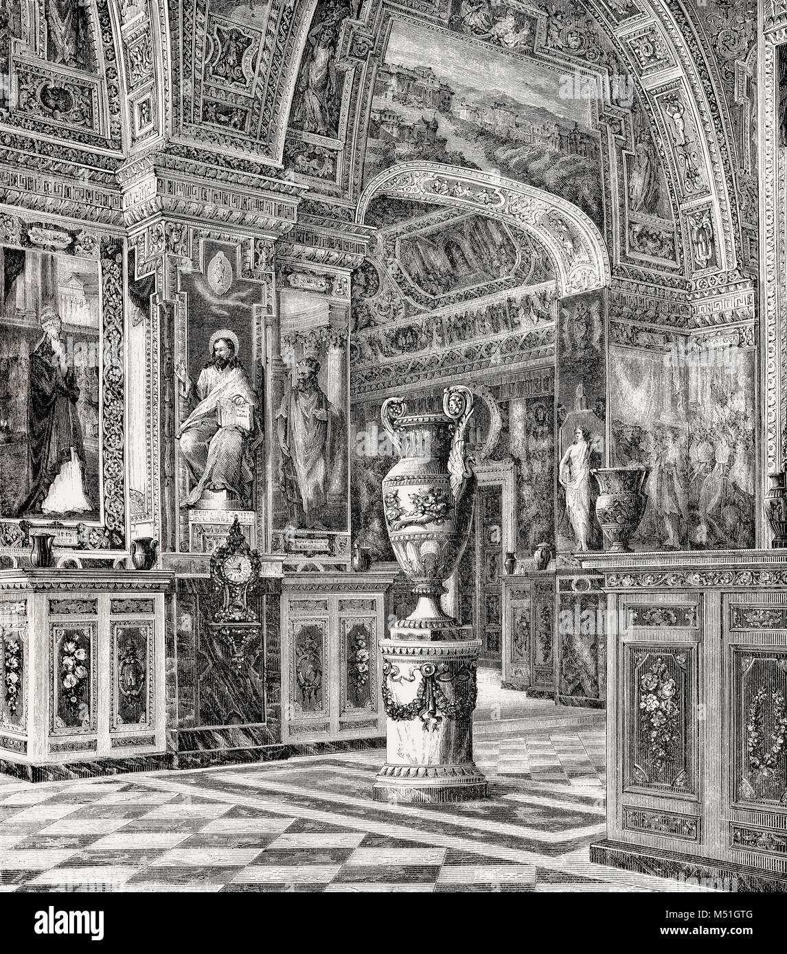 The Vatican Apostolic Library, Vatican City, Rome, Italy, 19th Century ...