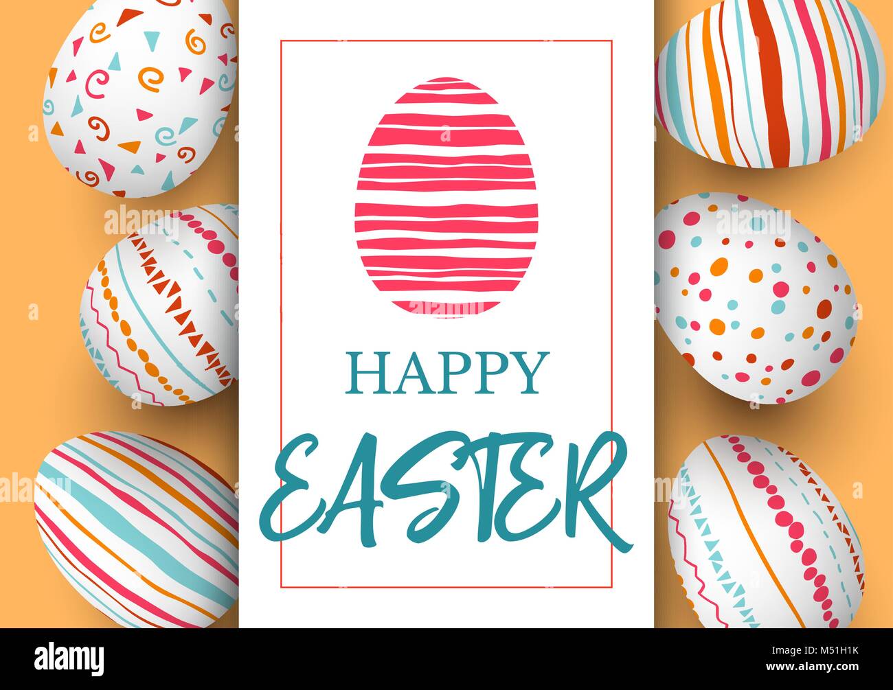 Happy Easter. Festive easter golden background. Easter colorful eggs in ...