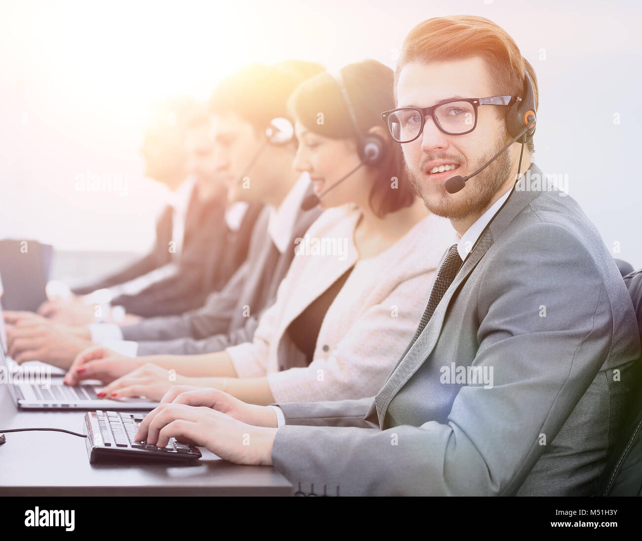 operator call center with colleagues sitting at the workplace Stock ...