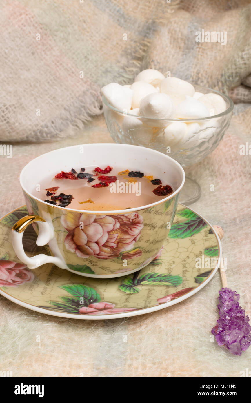 cup of tea with delicious merengue Stock Photo - Alamy