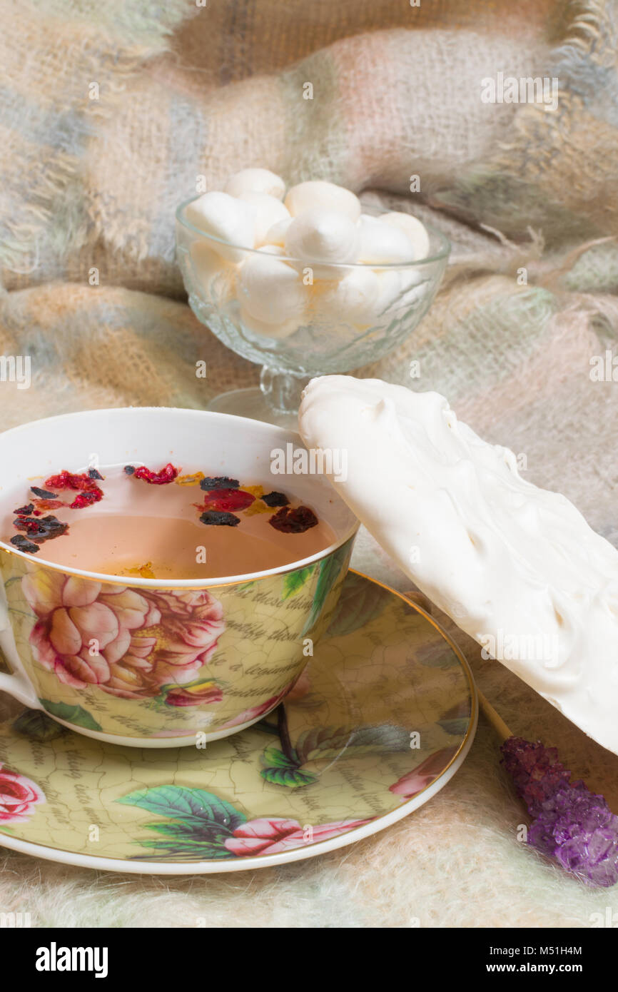 cup of tea with delicious merengue Stock Photo - Alamy