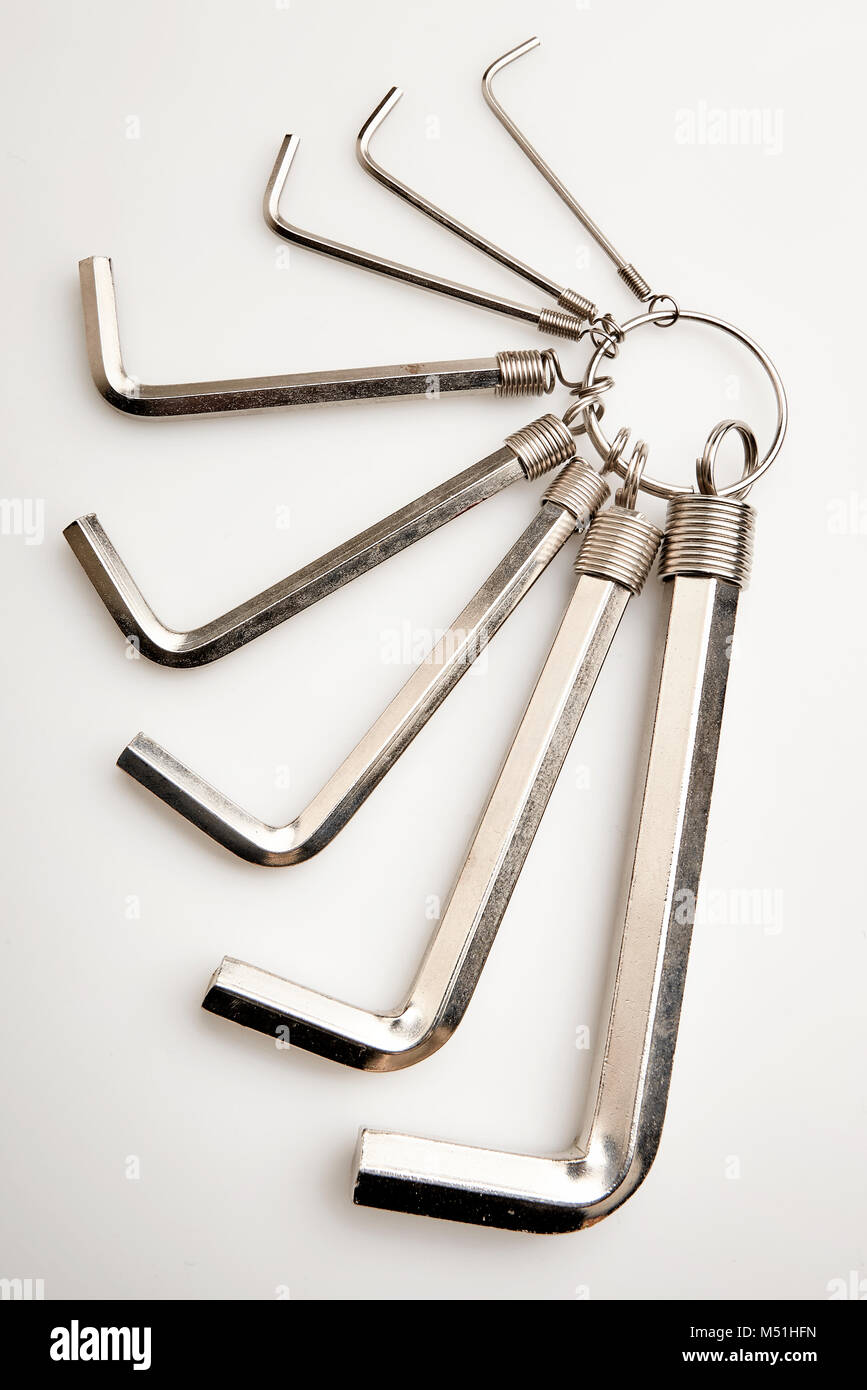 set of iron metal allen keys isolated with clipping path Stock Photo ...