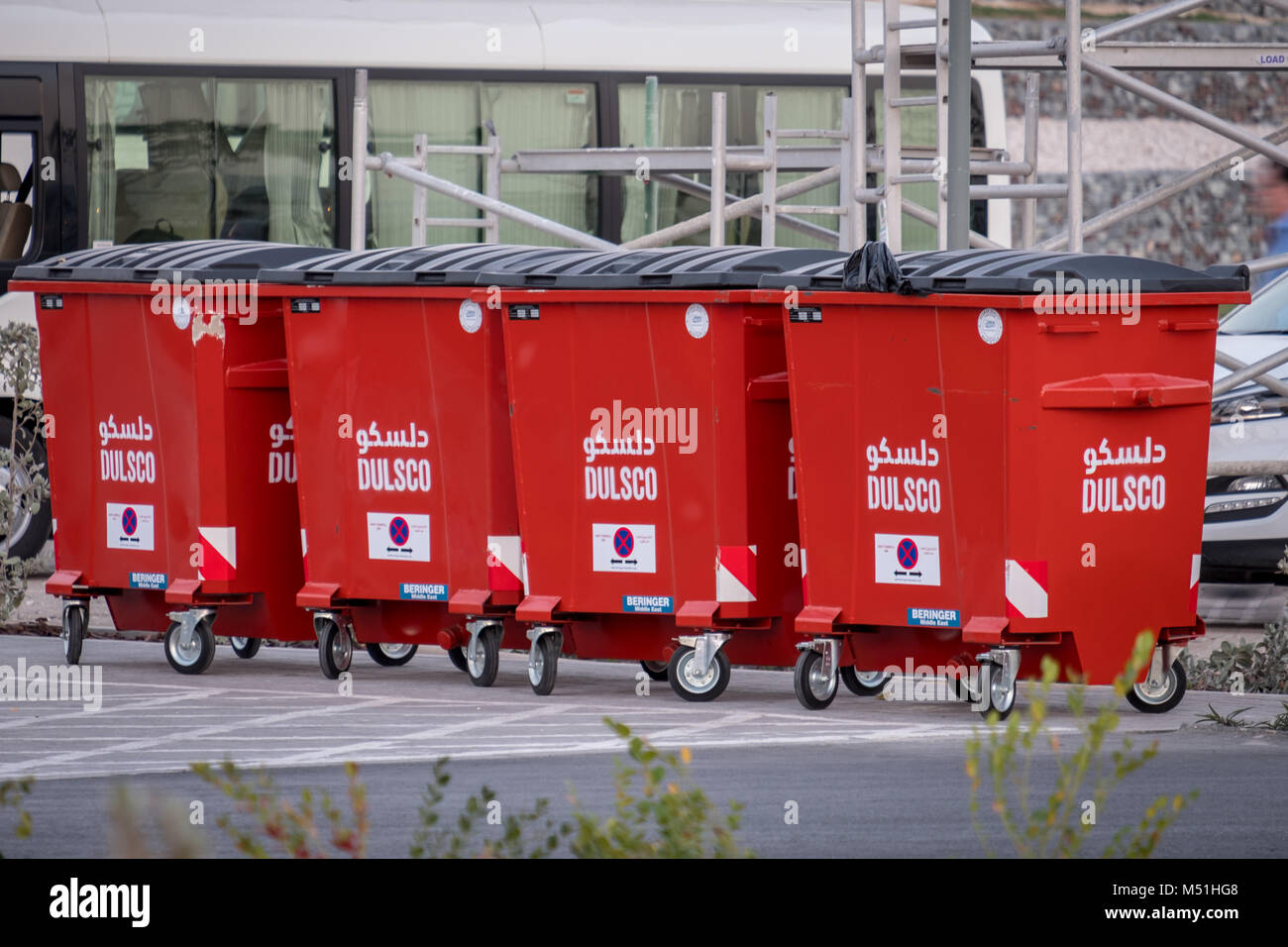 Red and Modern Waste / Garbage containers at Cultural District Abu ...
